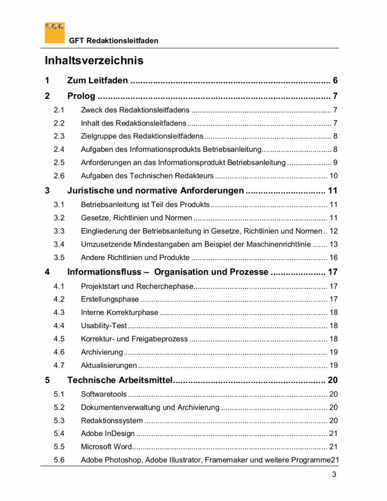 Muster-Redaktionsleitfaden für die Technische Dokumentation